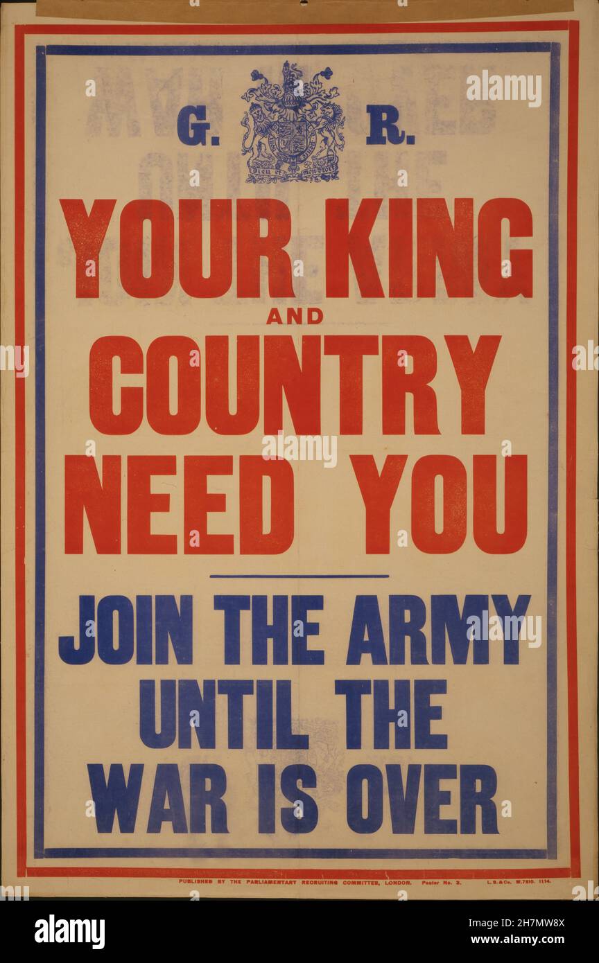 Enlist Poster - British World War One Propaganda - 07 Stock Photo - Alamy