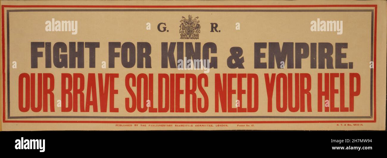 Enlist Poster - British World War One Propaganda - 12 Stock Photo - Alamy