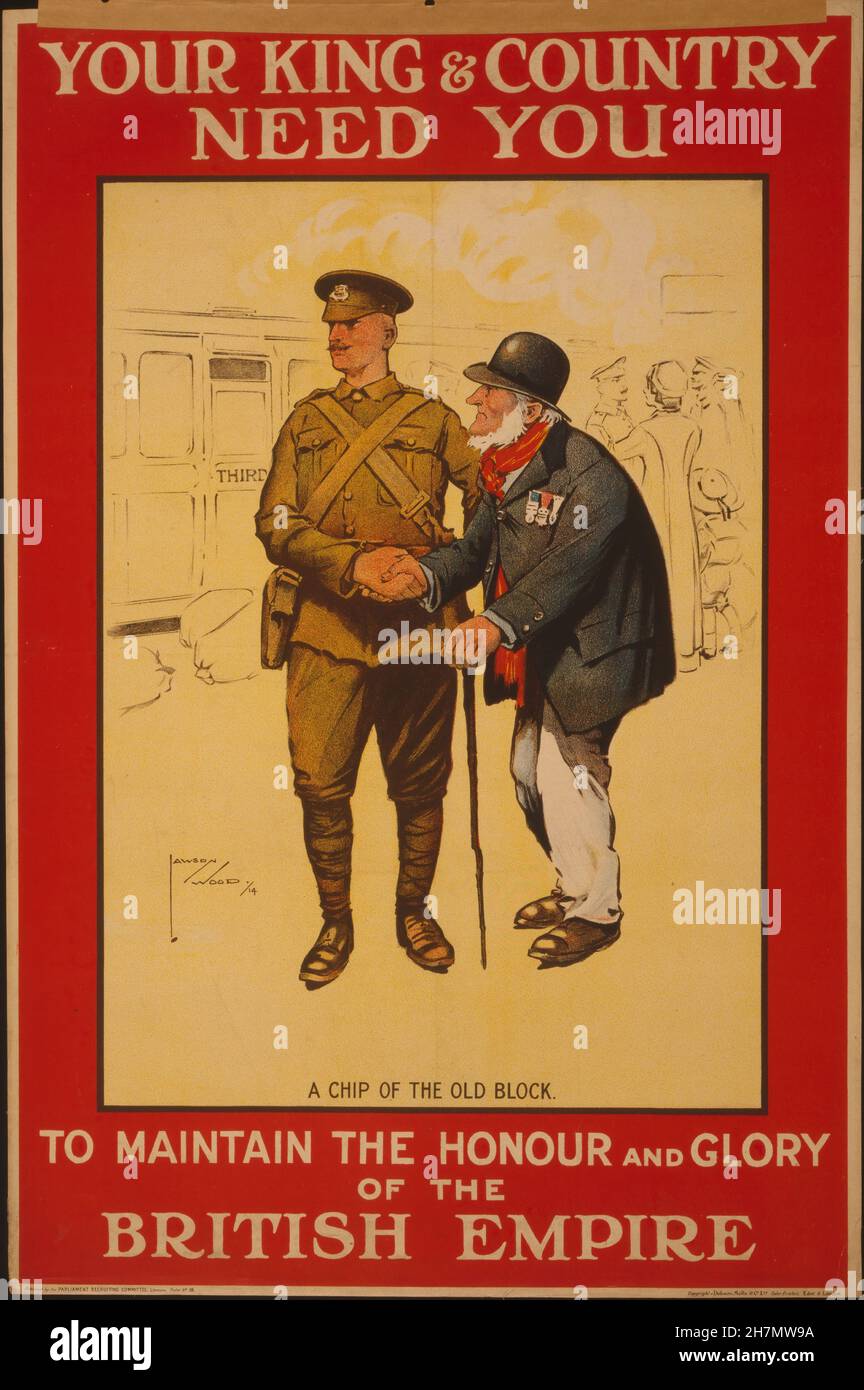 Enlist Poster - British World War One Propaganda - 15 Stock Photo - Alamy