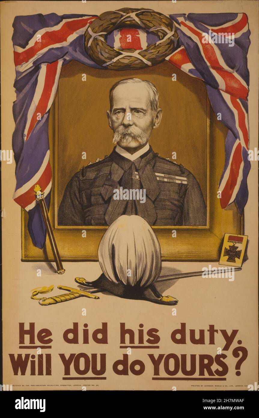 Enlist Poster - British World War One Propaganda - 16 Stock Photo - Alamy