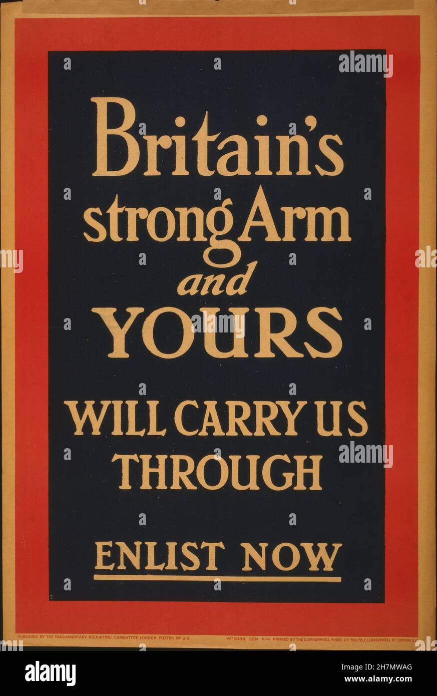 Enlist Poster - British World War One Propaganda - 20 Stock Photo - Alamy