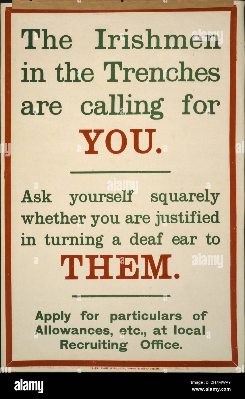 Enlist Poster - British World War One Propaganda - 35 Stock Photo - Alamy