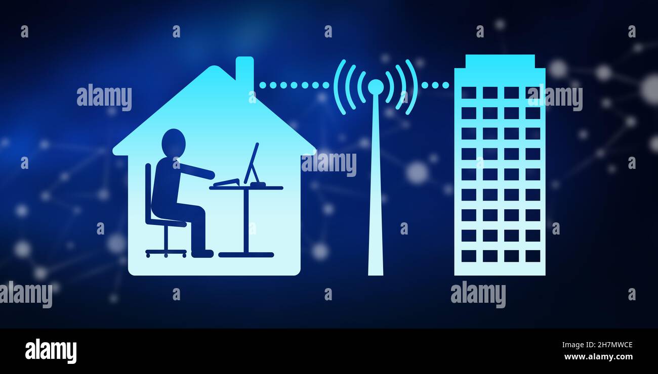 Illustration of a teleworking concept Stock Photo - Alamy