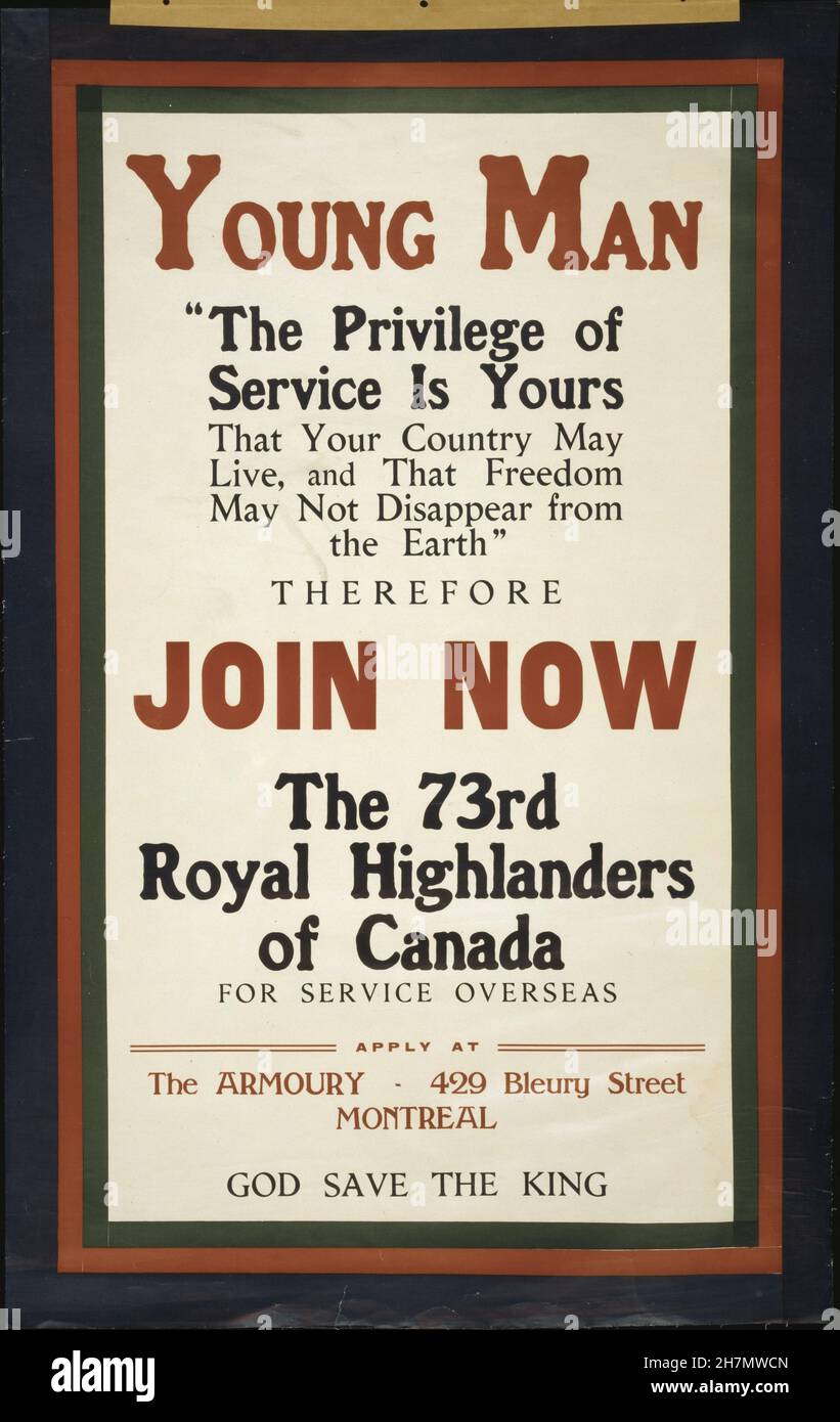 Enlist Poster - Canadian World War One Propaganda - 1914-1918 - 02 ...