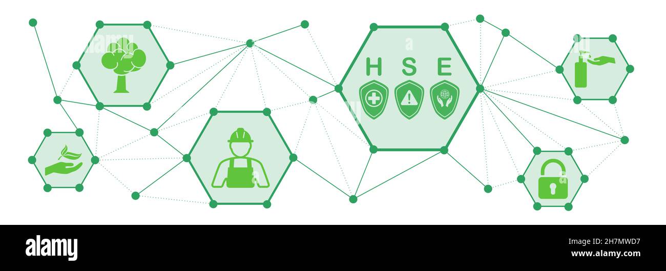 Concept of hse with connected icons Stock Photo - Alamy