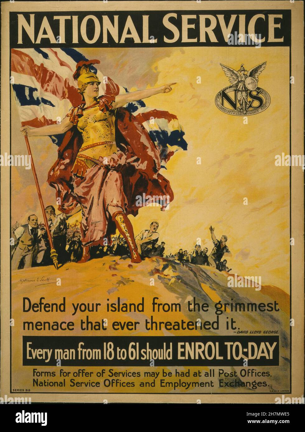 Enlist Poster - British World War One Propaganda - 73 Stock Photo - Alamy