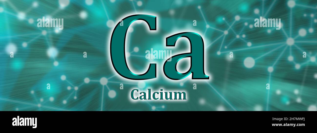 Ca symbol. Calcium chemical element on green network background Stock ...