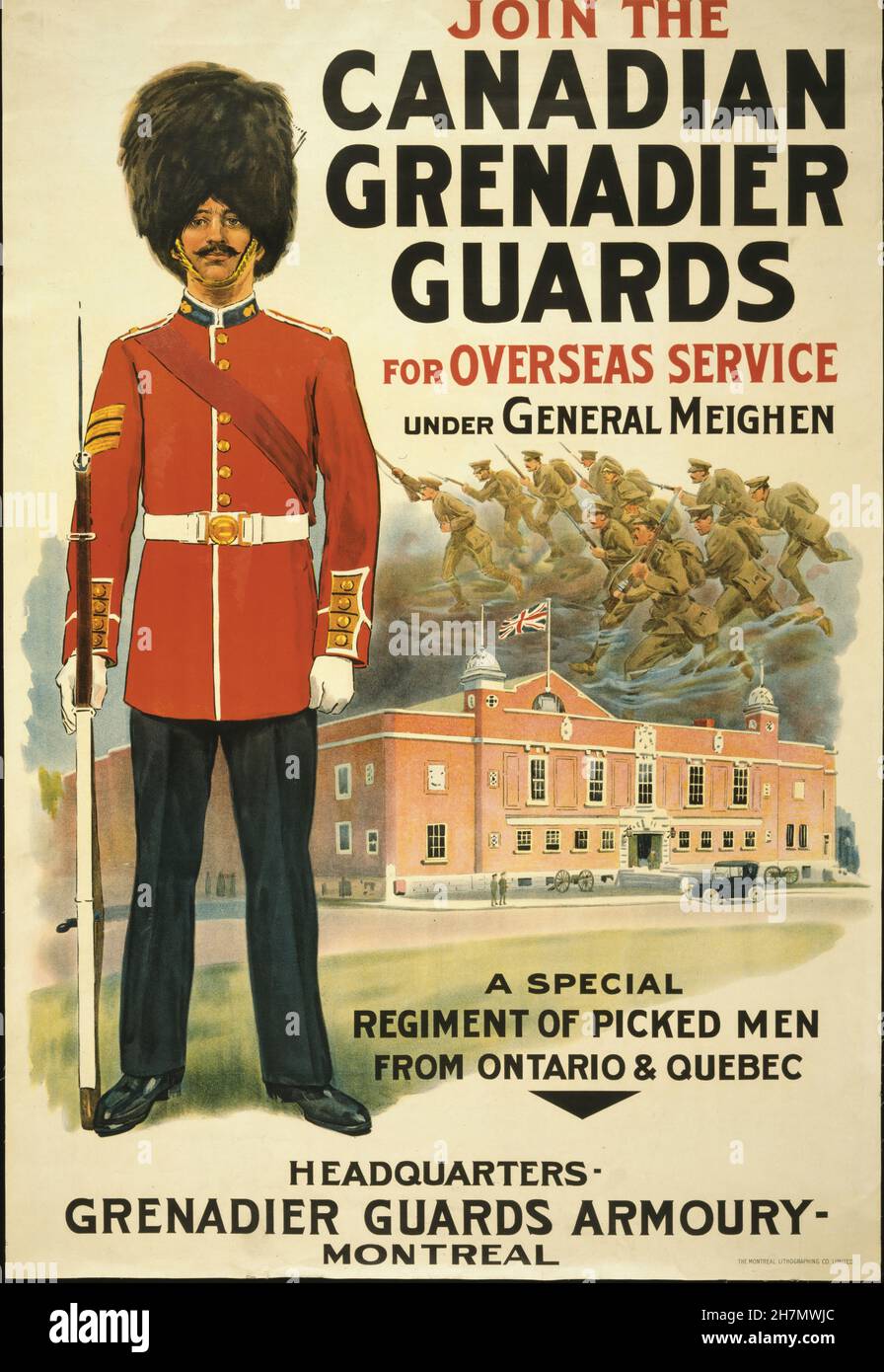 Enlist Poster - Canadian World War One Propaganda - 1914-1918 - 08 Stock Photo - Alamy