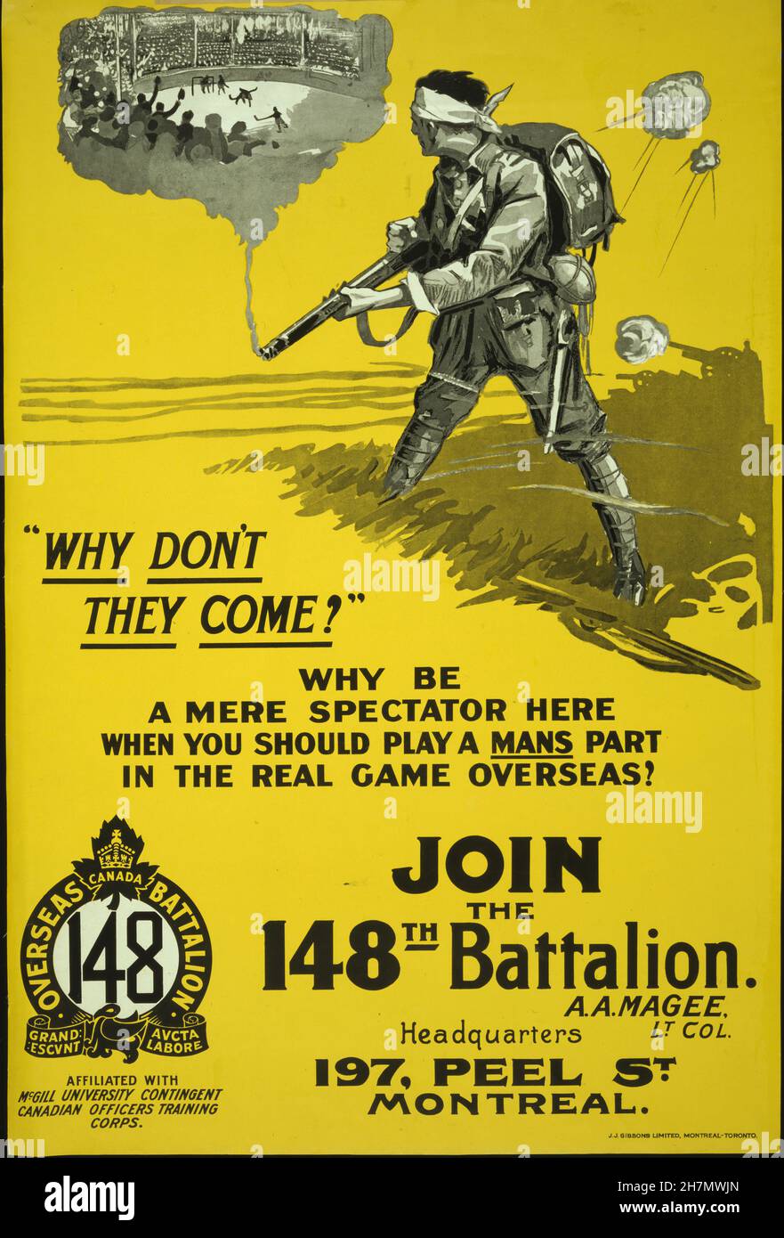 Enlist Poster - Canadian World War One Propaganda - 1914-1918 - 11 ...