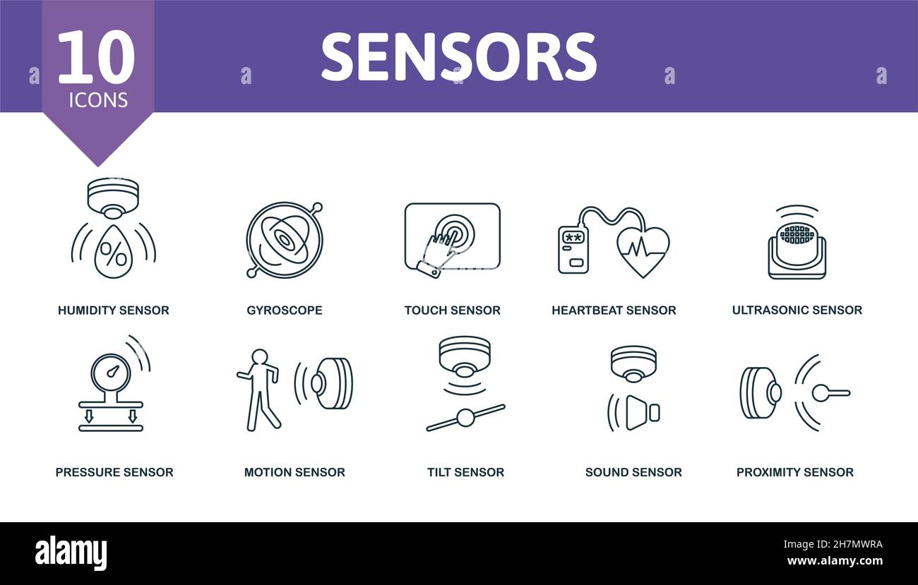Sensor icon set. Collection of simple elements such as the water quality sensor, water sensor ...