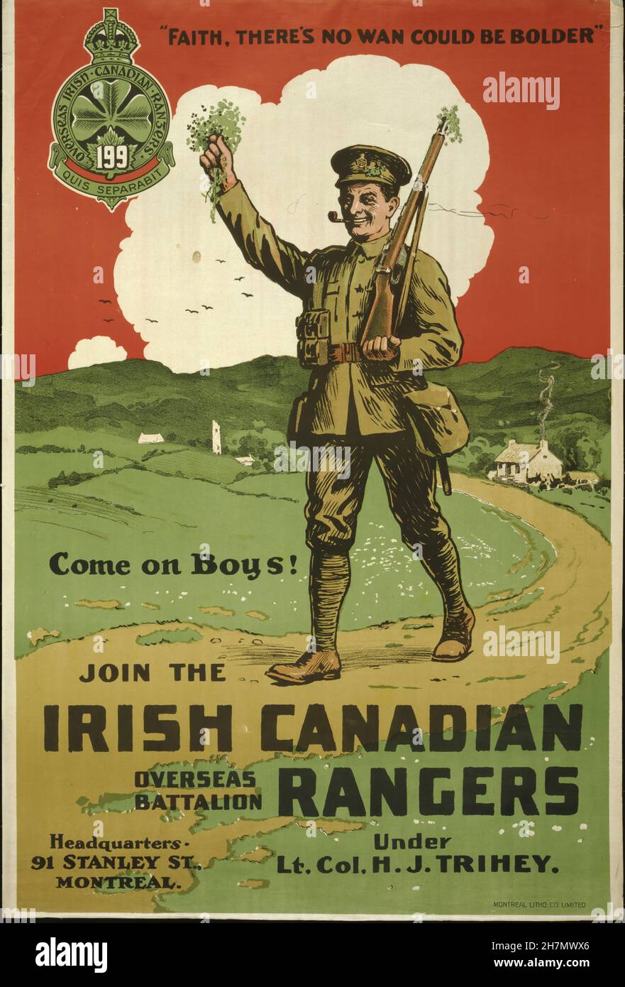 Enlist Poster - Canadian World War One Propaganda - 1914-1918 - 19 Stock Photo - Alamy