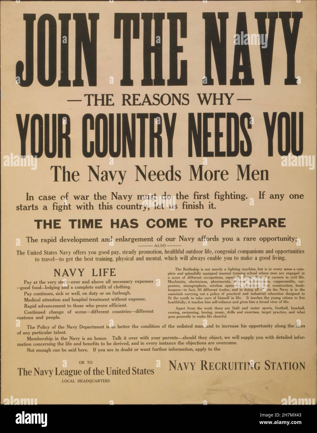 Enlist Poster - U.S World War One Propaganda - 61 Stock Photo - Alamy