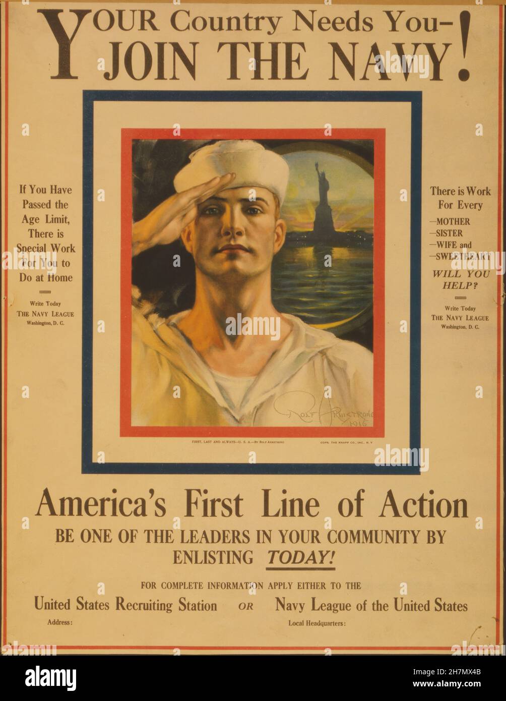 Enlist Poster - U.S World War One Propaganda - 67 Stock Photo - Alamy
