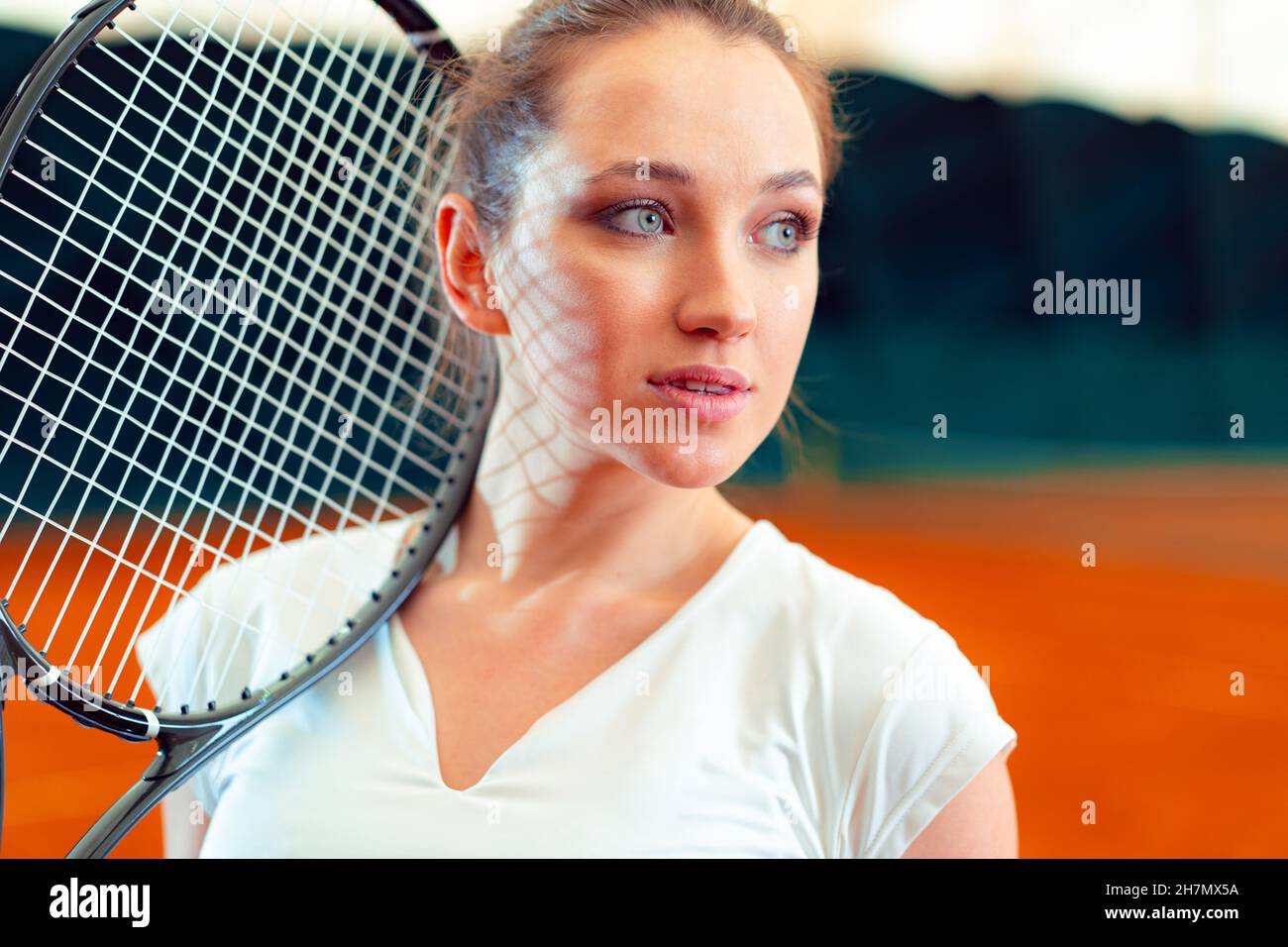 Tennis ball hitting racquet close up hi-res stock photography and ...