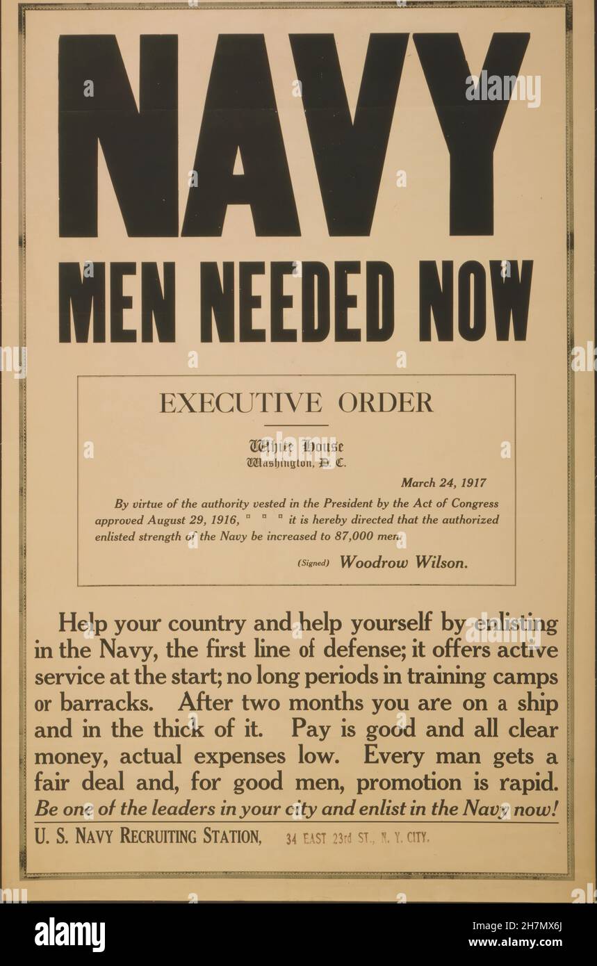 Enlist Poster - U.S World War One Propaganda - 74 Stock Photo - Alamy