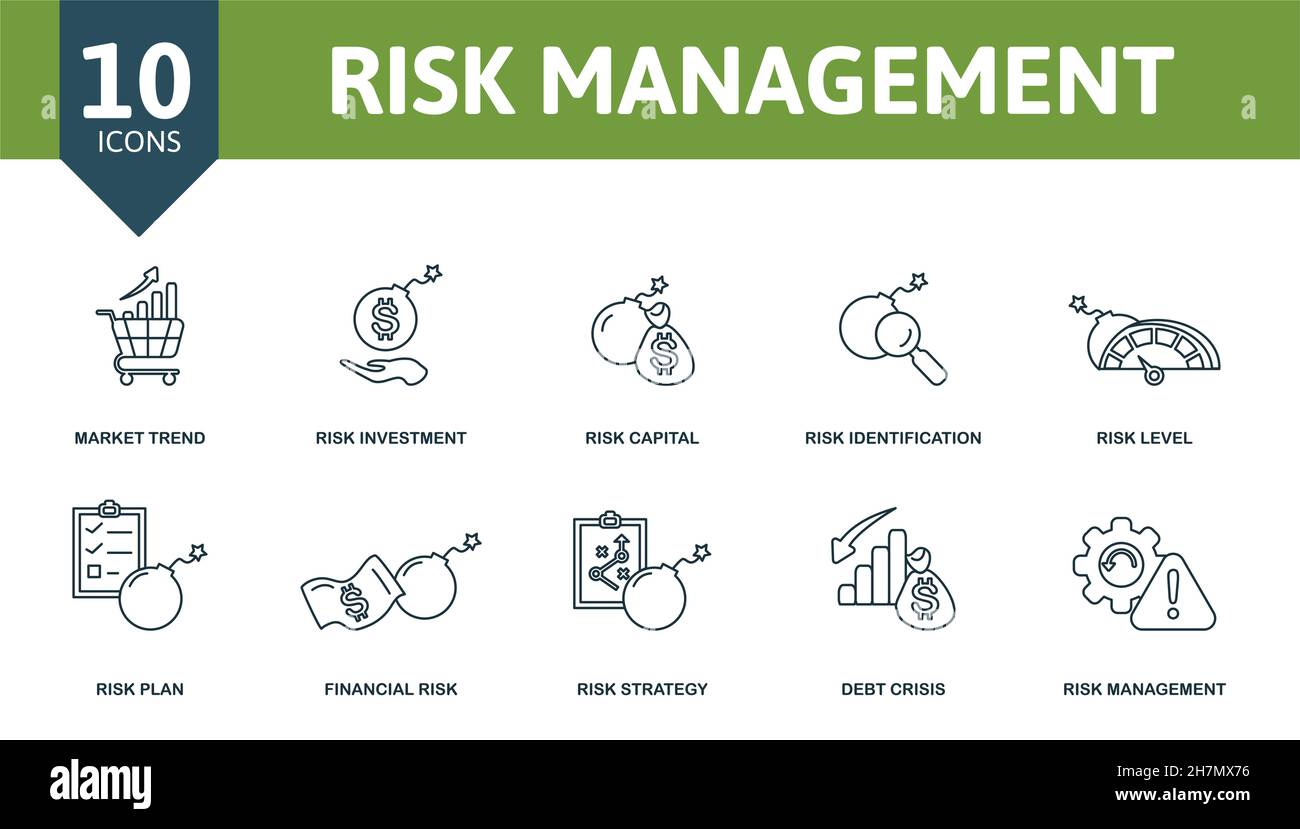 Risk Management icon set. Collection of simple elements such as the ...