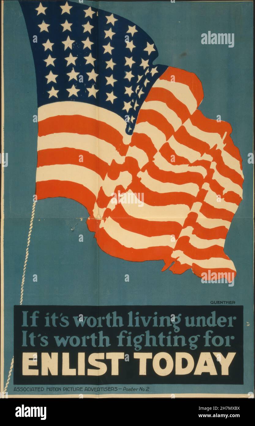 Enlist Poster - U.S World War One Propaganda - 200 Stock Photo - Alamy