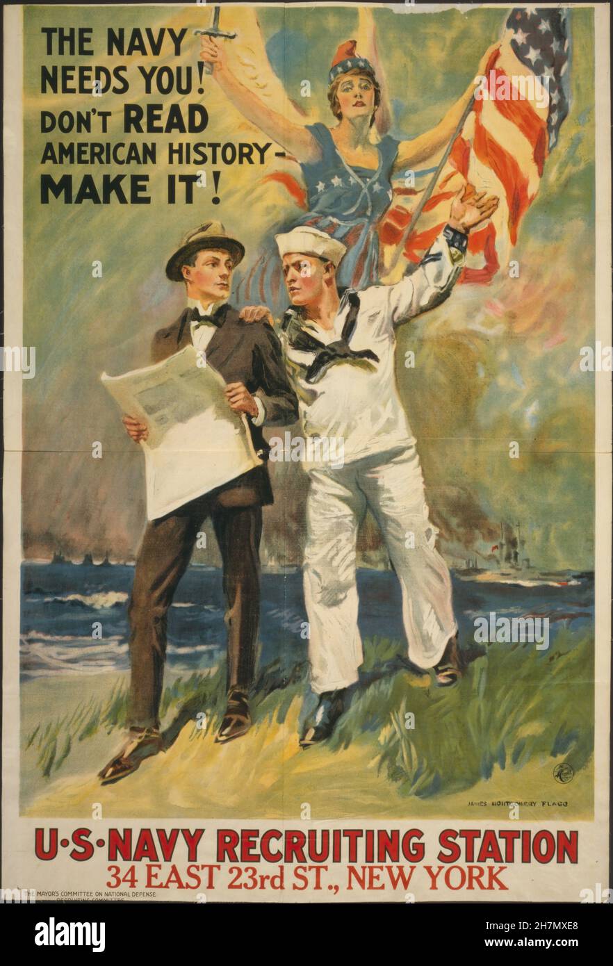 Enlist Poster - U.S World War One Propaganda - 244 Stock Photo - Alamy