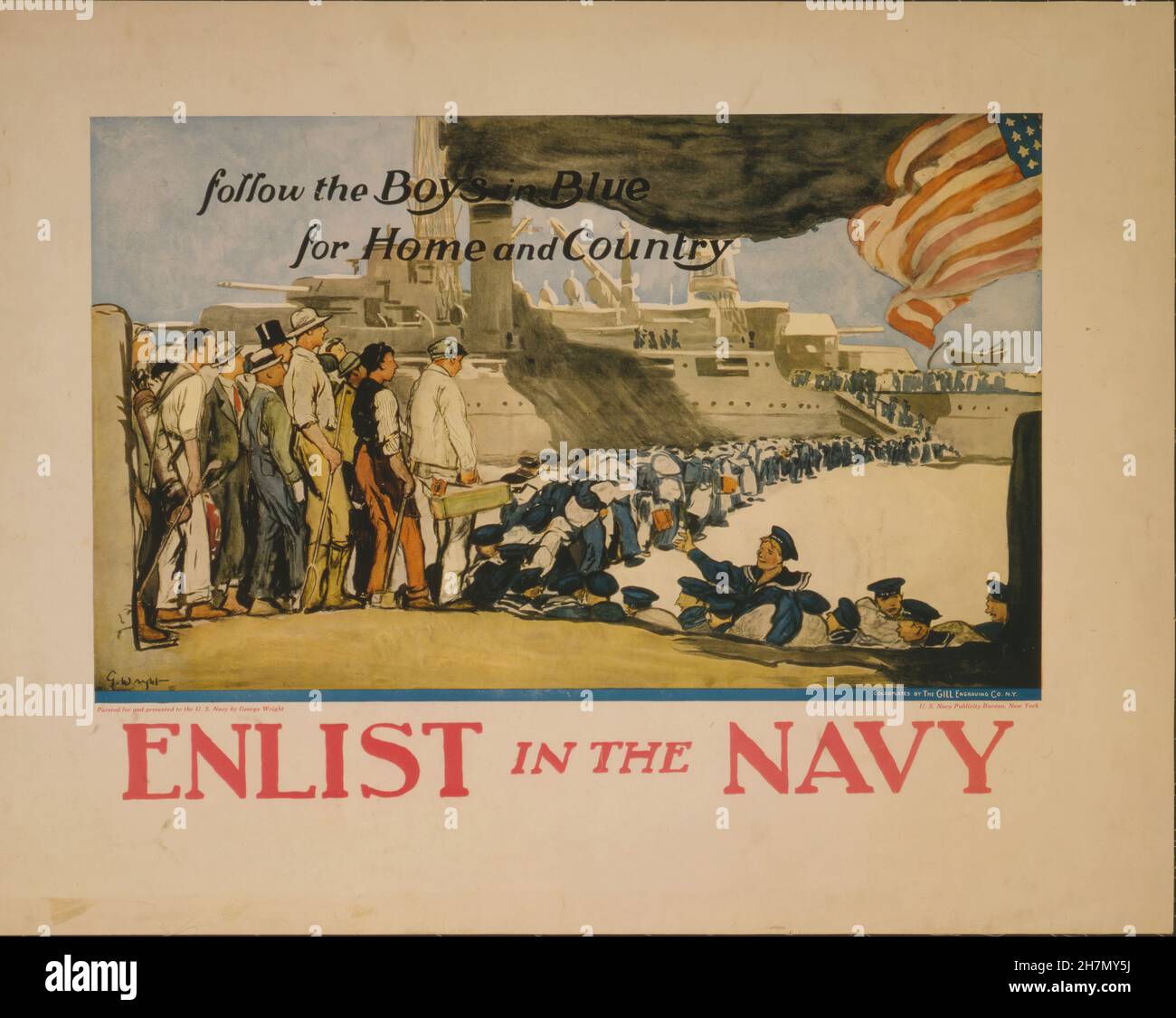 Enlist Poster - U.S World War One Propaganda - 1914-1918 - 16 Stock ...