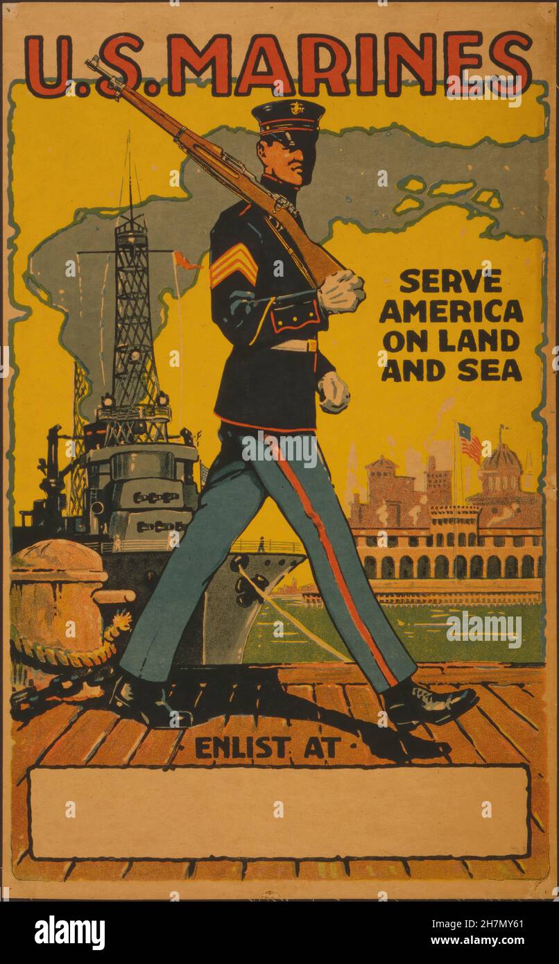 Enlist Poster - U.S World War One Propaganda - 1914-1918 - 30 Stock ...