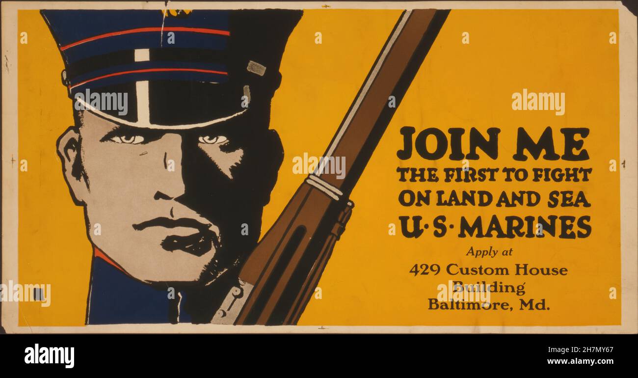 Enlist Poster - U.S World War One Propaganda - 1914-1918 - 31 Stock ...
