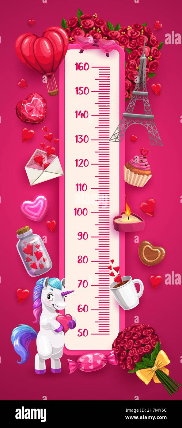 Kids height chart of love and care , growth measuring meter with ...