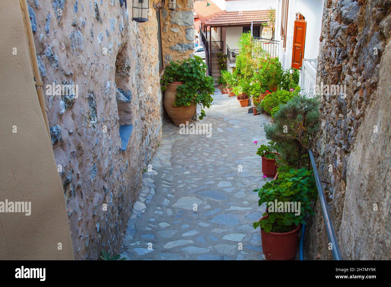 Typical small Alley in Spili, Crete, Greece Stock Photo - Alamy