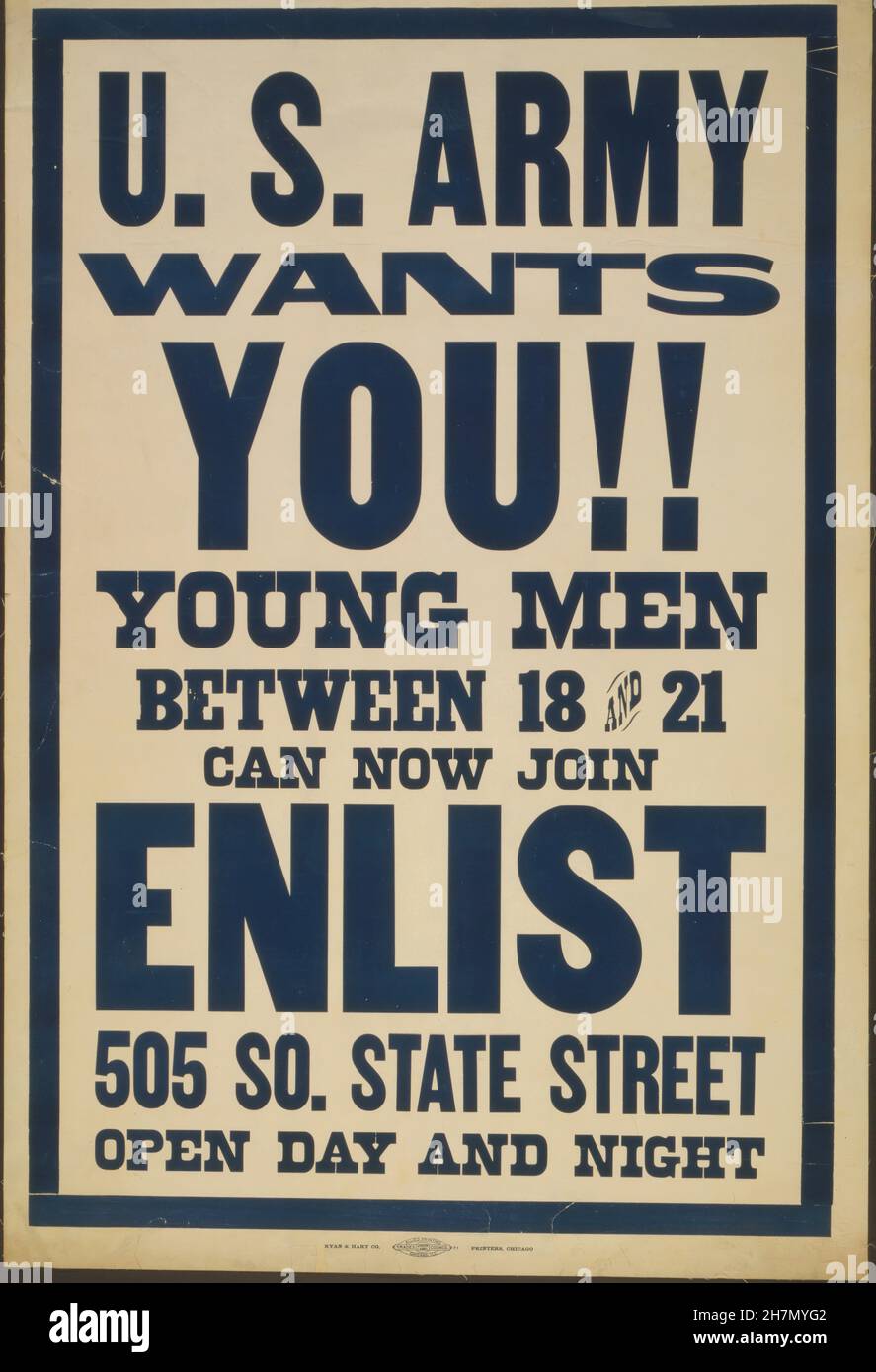 Enlist Poster - U.S World War One Propaganda - 1917-1919 - 01 Stock ...