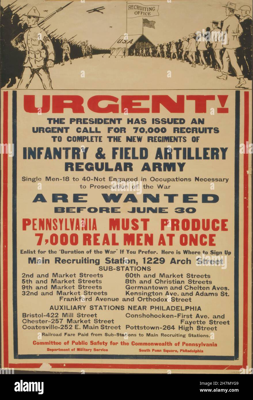 Enlist Poster - U.S World War One Propaganda - 1917-1919 - 02 Stock ...
