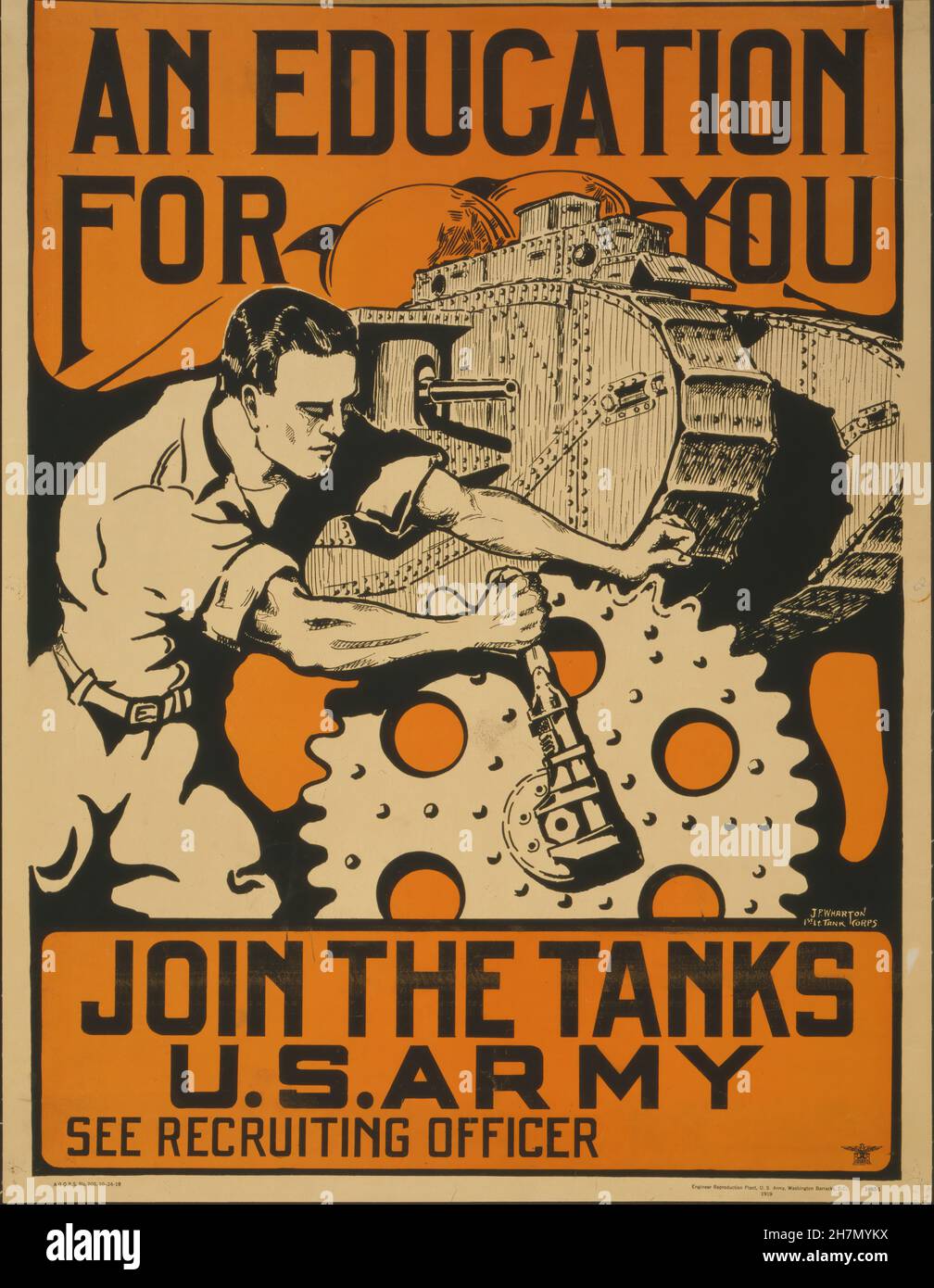 Enlist Poster - U.S World War One Propaganda - 1919 - 17 Stock Photo ...