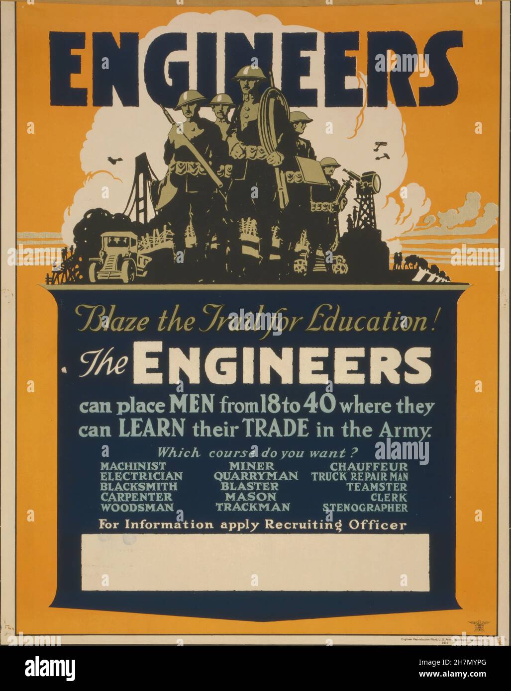 Enlist Poster - U.S World War One Propaganda - 1919 - 23 Stock Photo ...