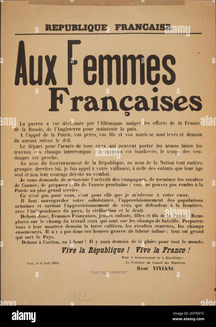 French World War One Propaganda - 64 Stock Photo - Alamy