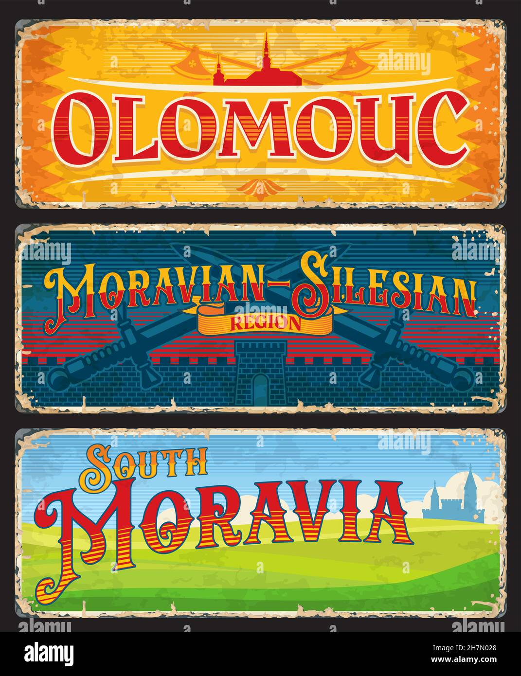 Antique map of moravia Stock Vector Images - Alamy