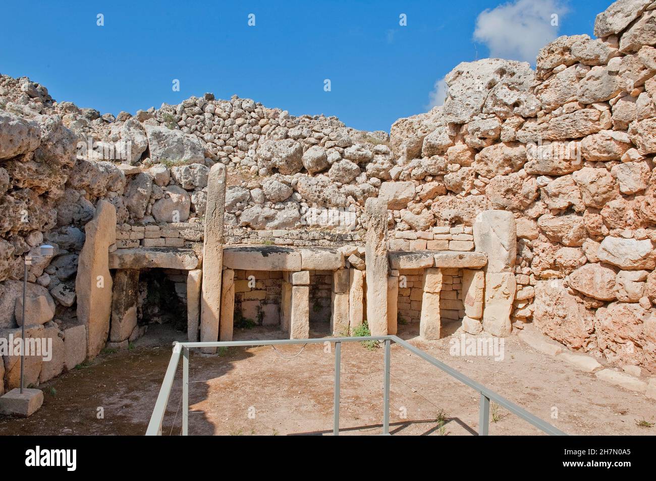 Hostoric altar room with altar in front of wall of rubble stones in ...