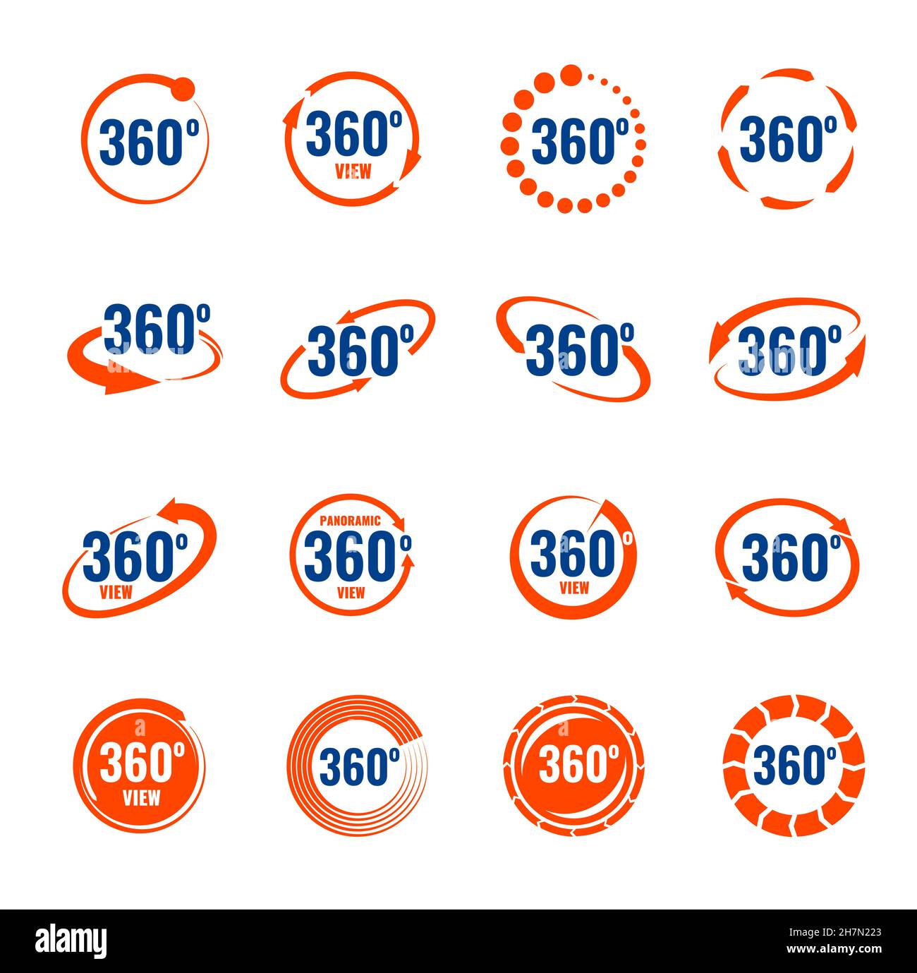 360 degrees virtual camera rotate icons, 3d perspective panorama ...