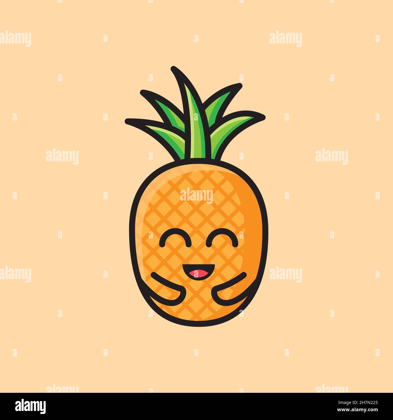 vector illustrations set of fruits character with cute face emoticon ...