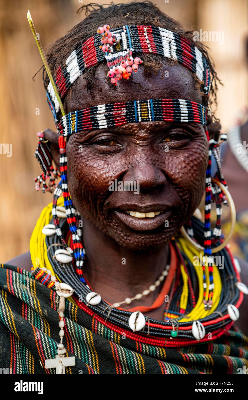 Scar face as a mark of beauty woman from the Jiye tribe, Eastern ...