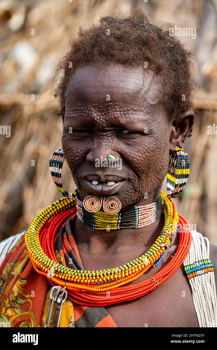 Scar face as a mark of beauty woman from the Jiye tribe, Eastern ...