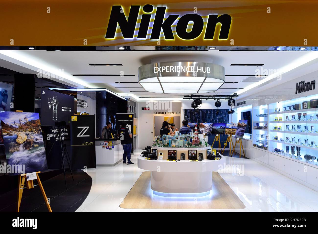Entrance and logo Nikon Experience Hub, Bangkok, Thailand Stock Photo ...