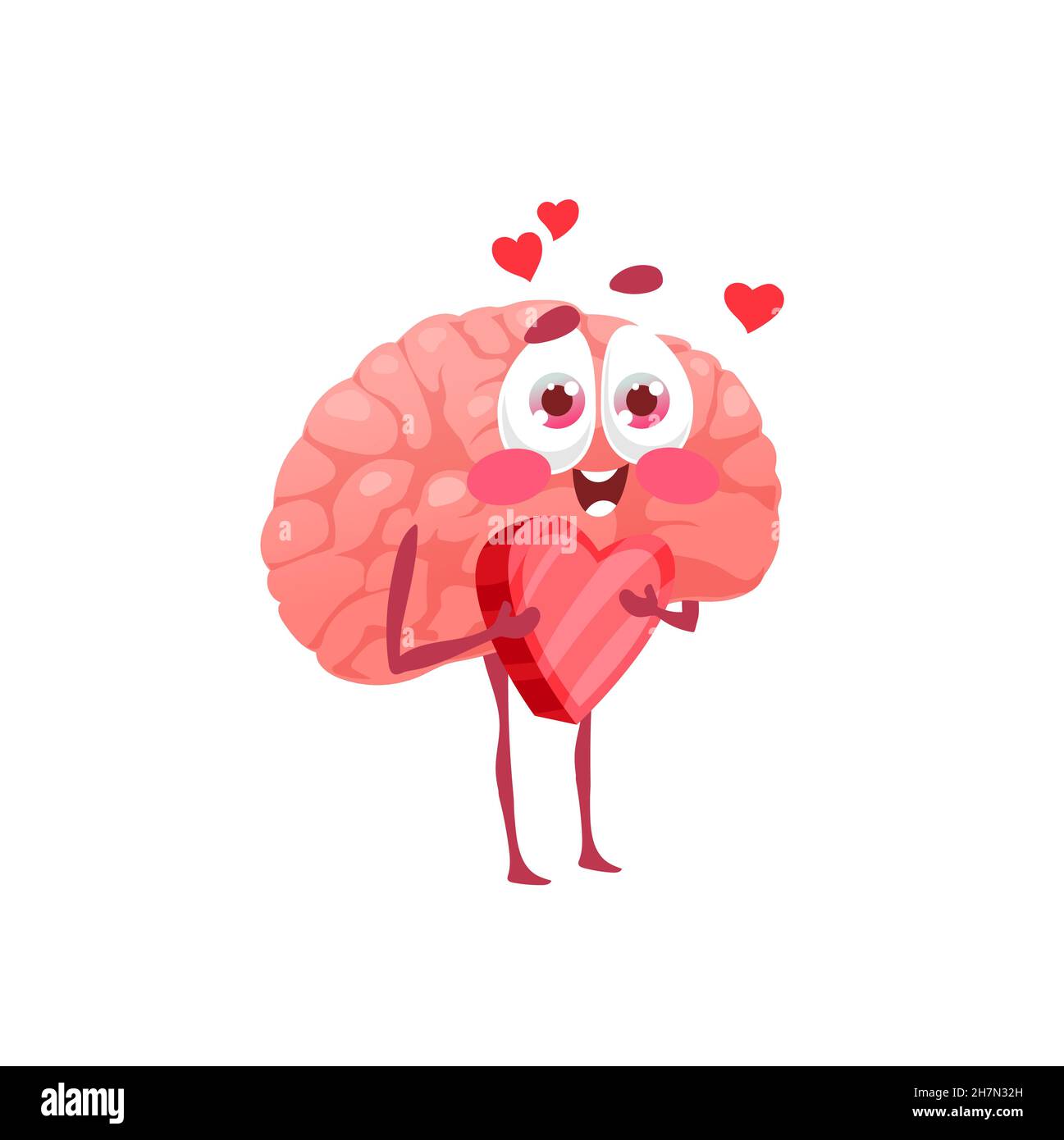 Brain internal organ fall in love isolated funny cartoon character ...