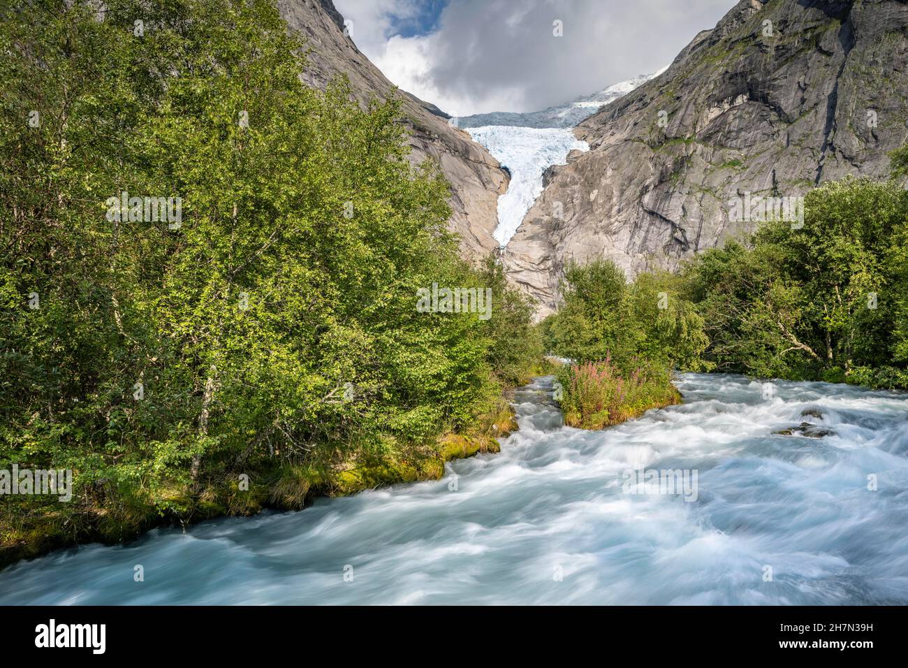 Briksdalselva Glacier River, Briksdalsbreen, Briksdal Glacier ...