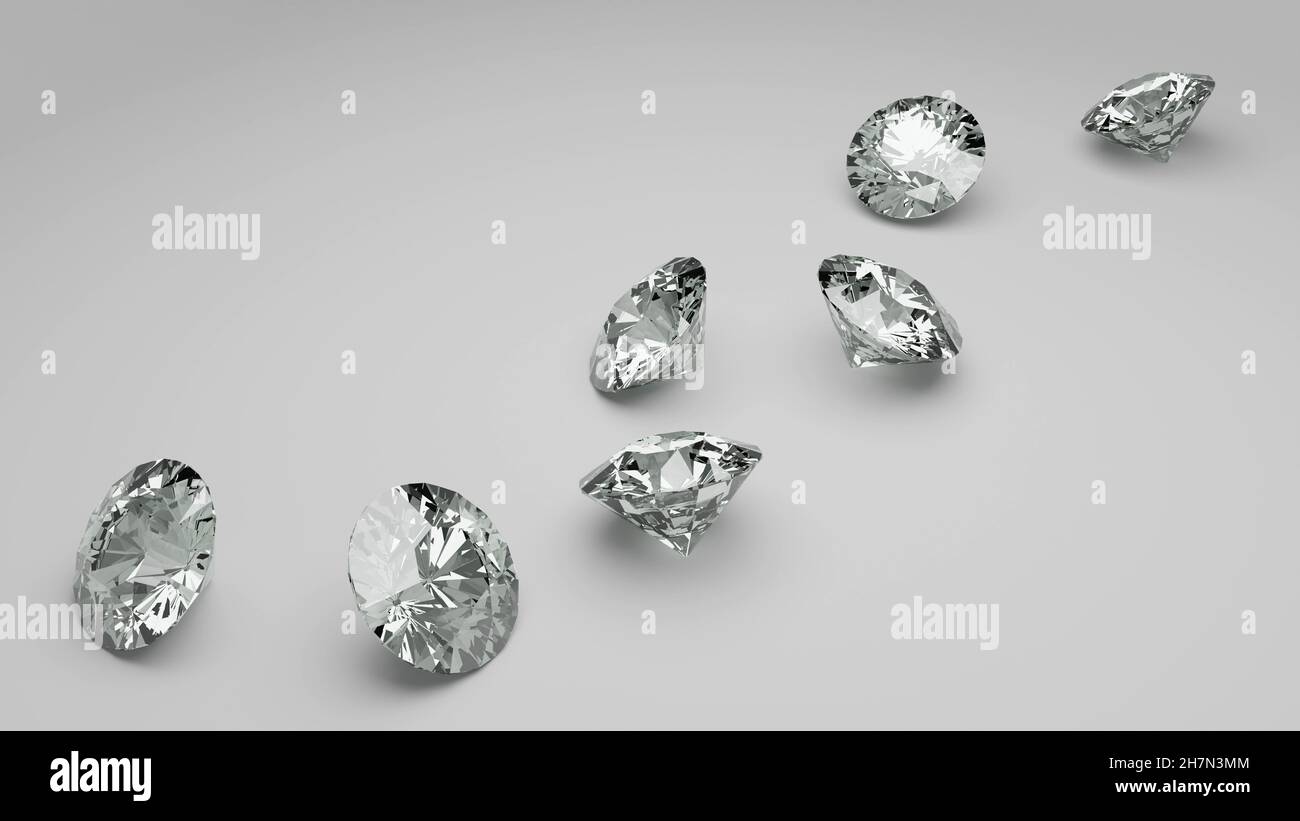 Diamonds on a white background. 3d render Stock Photo - Alamy