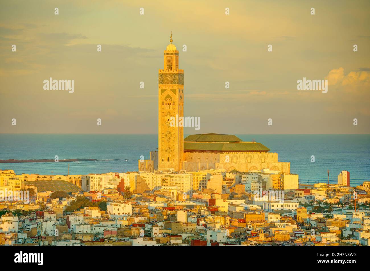 Casablanca Medina cityscape with Mosque Hassan II, HDR Image Stock Photo - Alamy