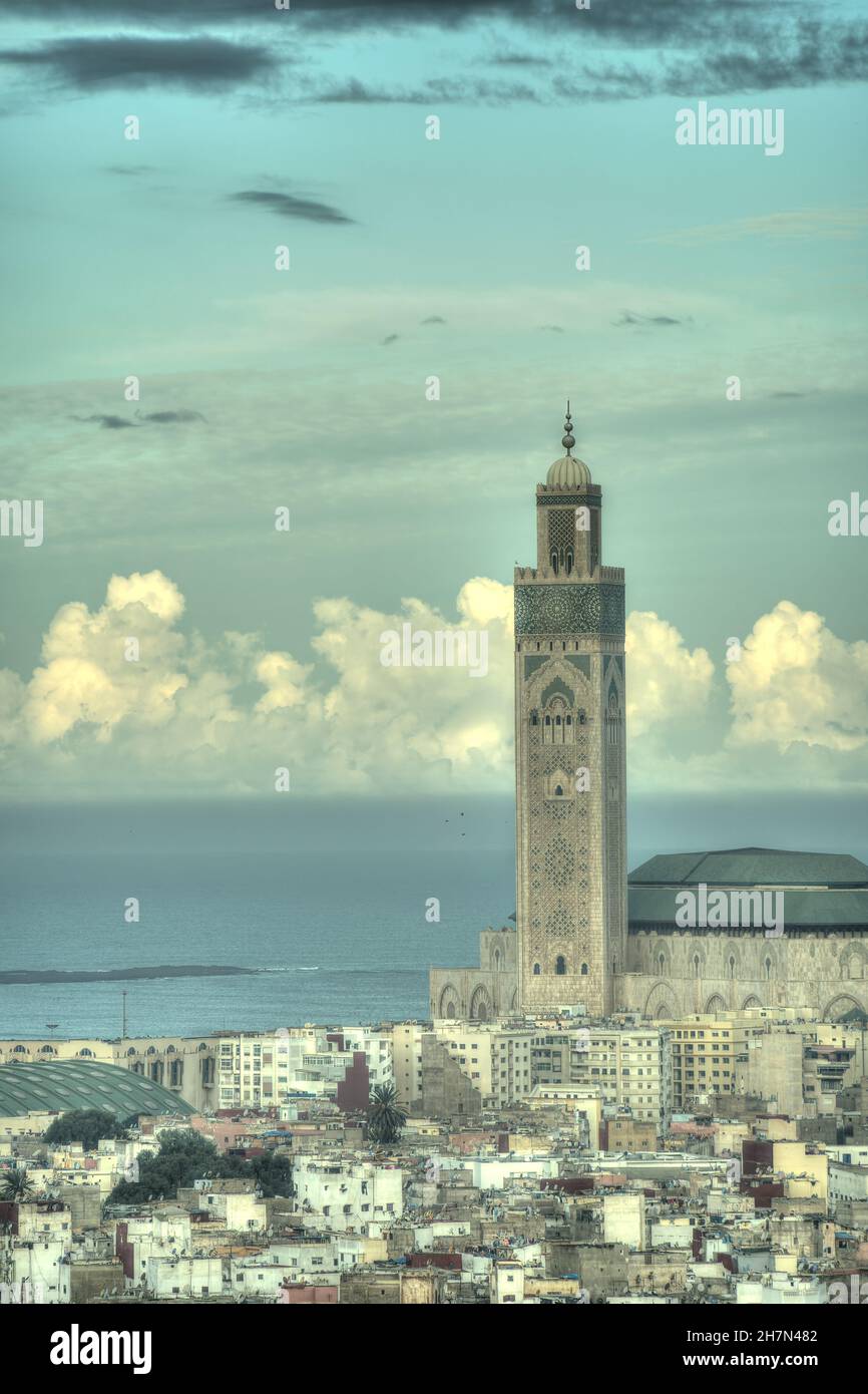Casablanca Medina cityscape with Mosque Hassan II, HDR Image Stock Photo - Alamy