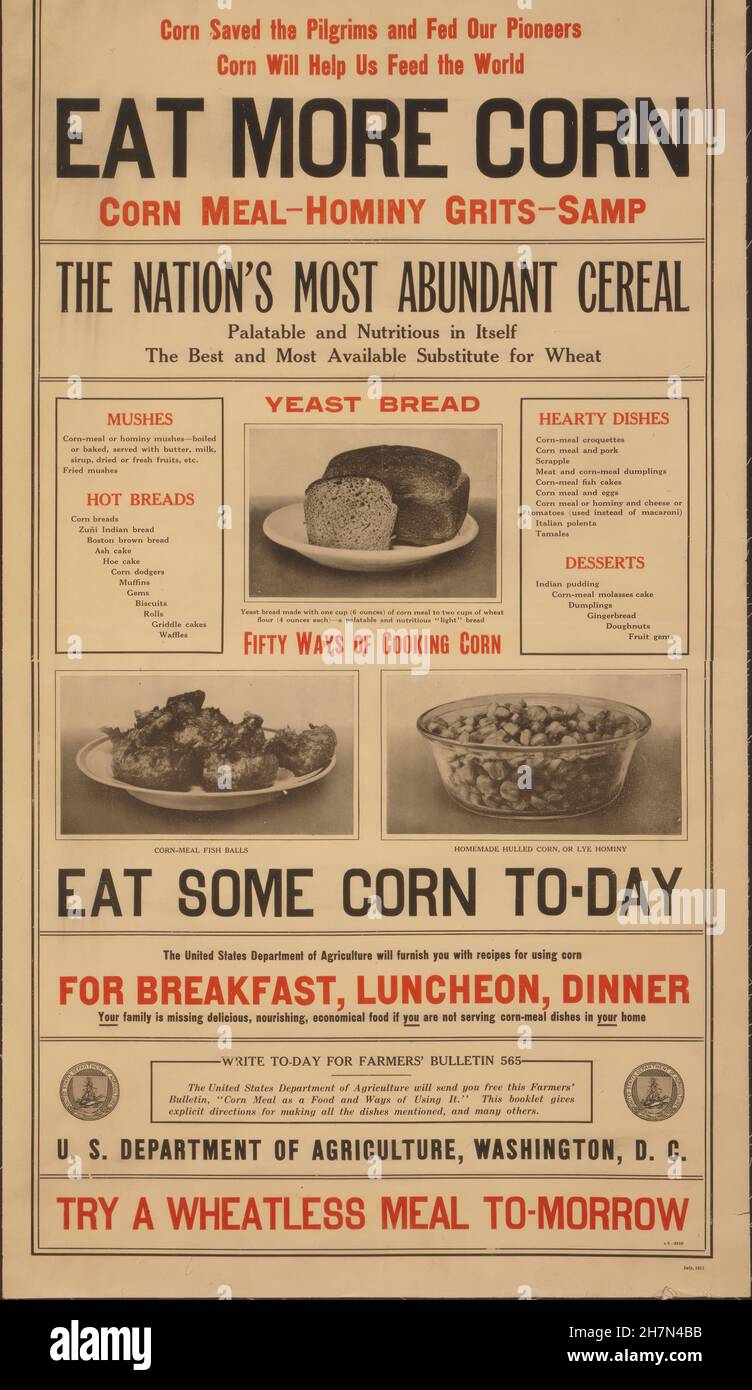 Rationing Poster - U.S World War One Propaganda - 133 Stock Photo - Alamy