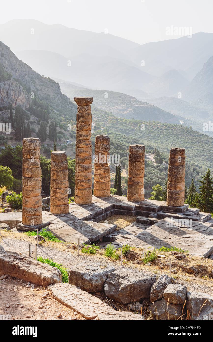 Temple of Apollo In Delphi, ancient Delphi, Delphi, Greece Stock Photo ...