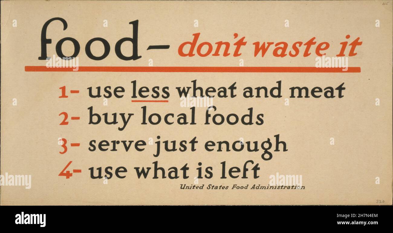 Rationing Poster - U.S World War One Propaganda - 258 Stock Photo - Alamy