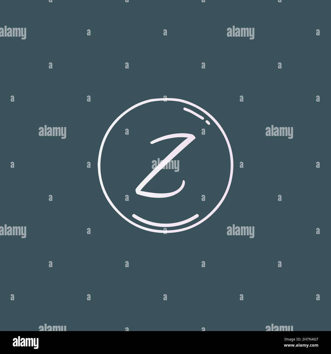 Creative initial letter Z handwriting logo with circle hand drawn ...