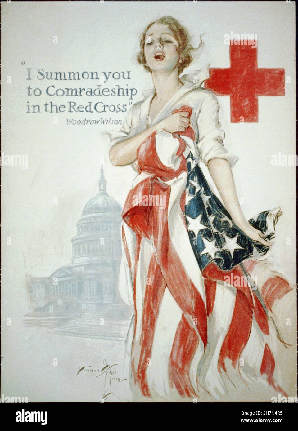 Red Cross Poster - British World War One Propaganda - 01 Stock Photo ...