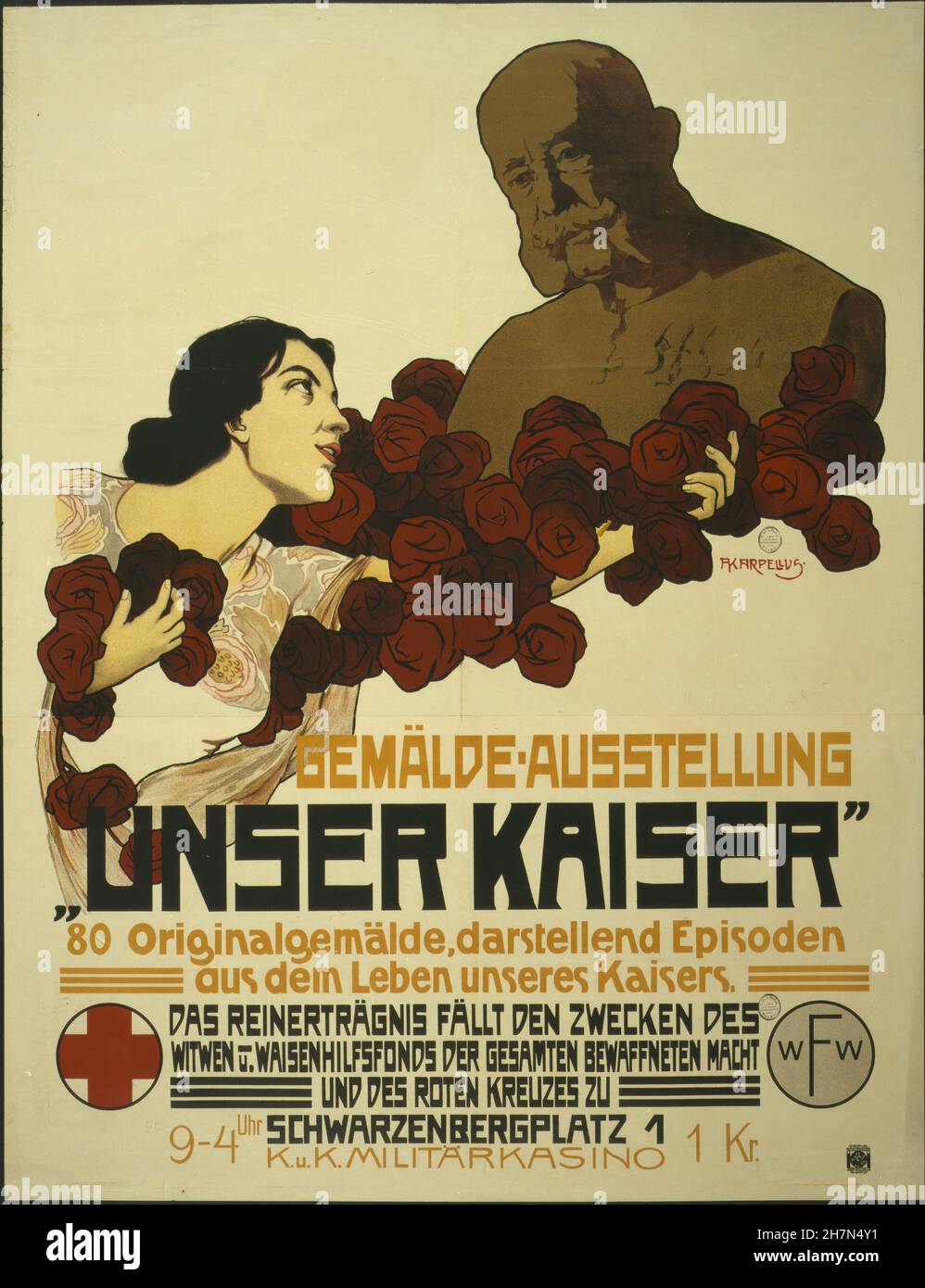 Red Cross Poster - German World War One Propaganda - 1916-1918 Stock ...